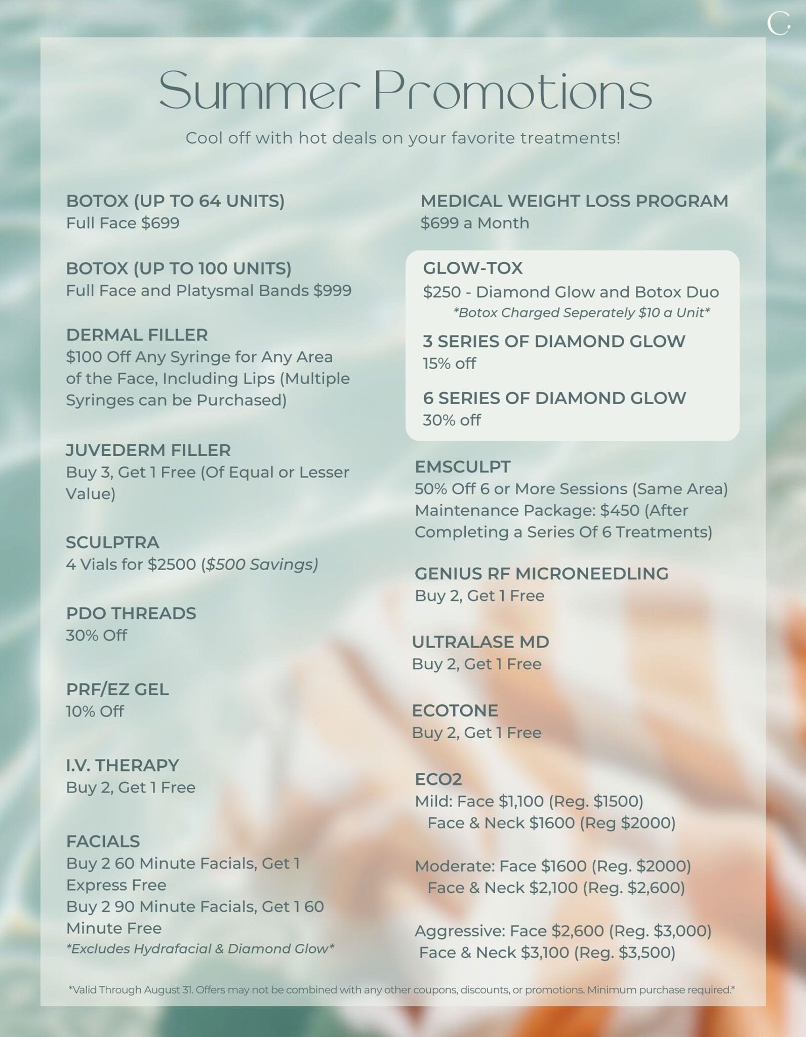 Specials & Promotions | Cure Med Spa